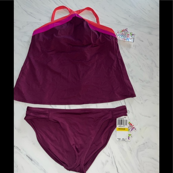 BECCA | Swim | Becca Tankini Set Hater Tie Open Back 2 Pc New Nwt Small ...